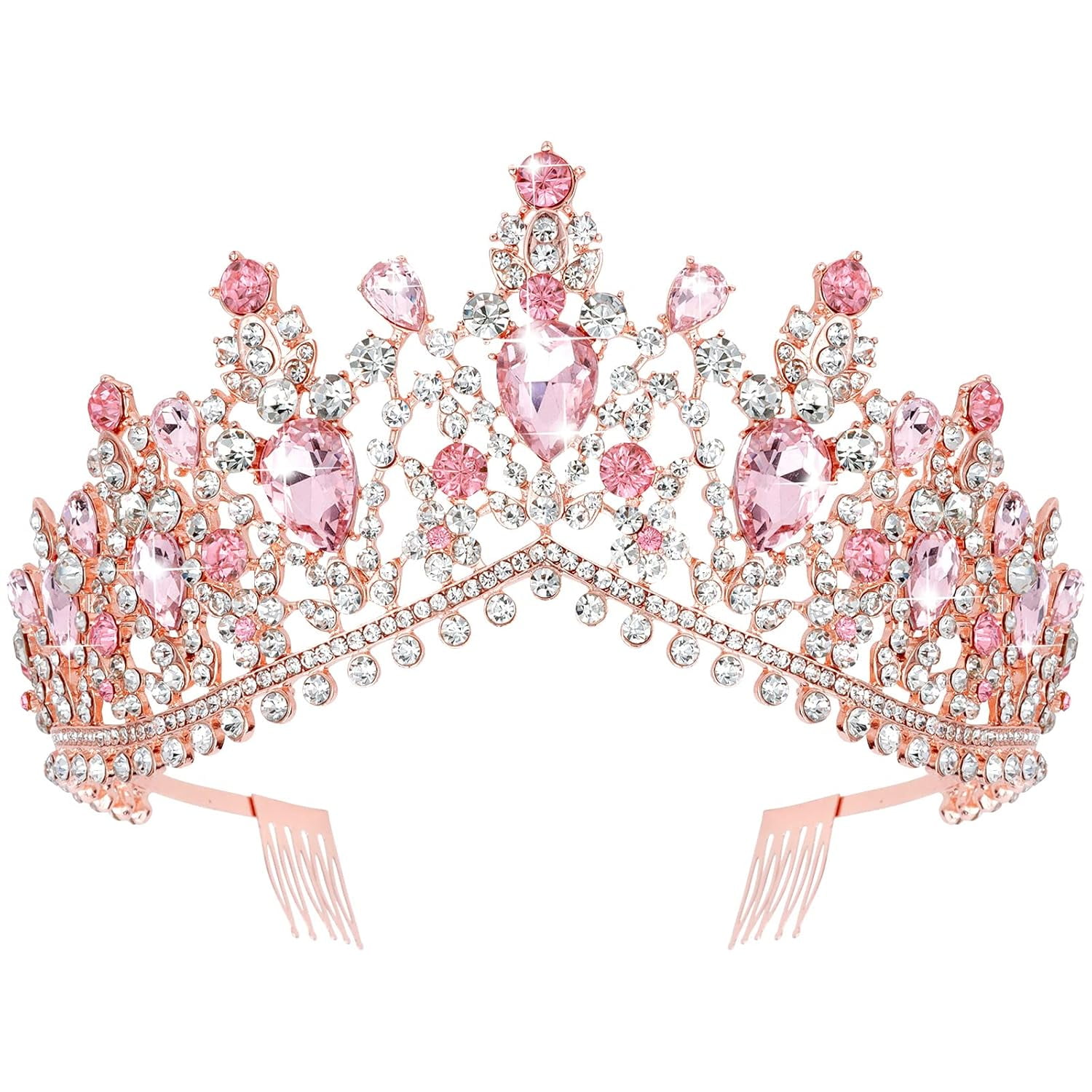 Crystal Wedding Tiara for Women Pink Tiara Princess Tiara Headband Pink ...