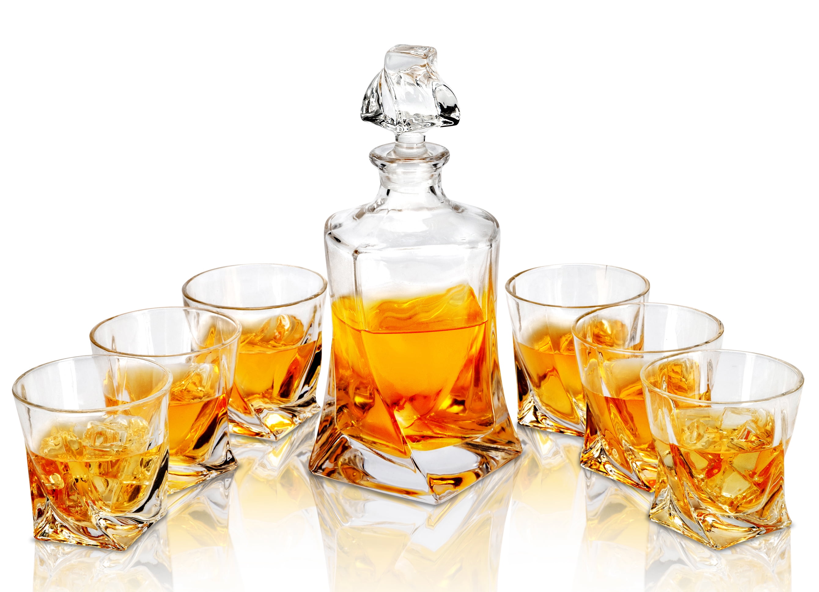 Crystal Whiskey Decanter Set, Liquor Decanter Set with 6 Glasses for ...