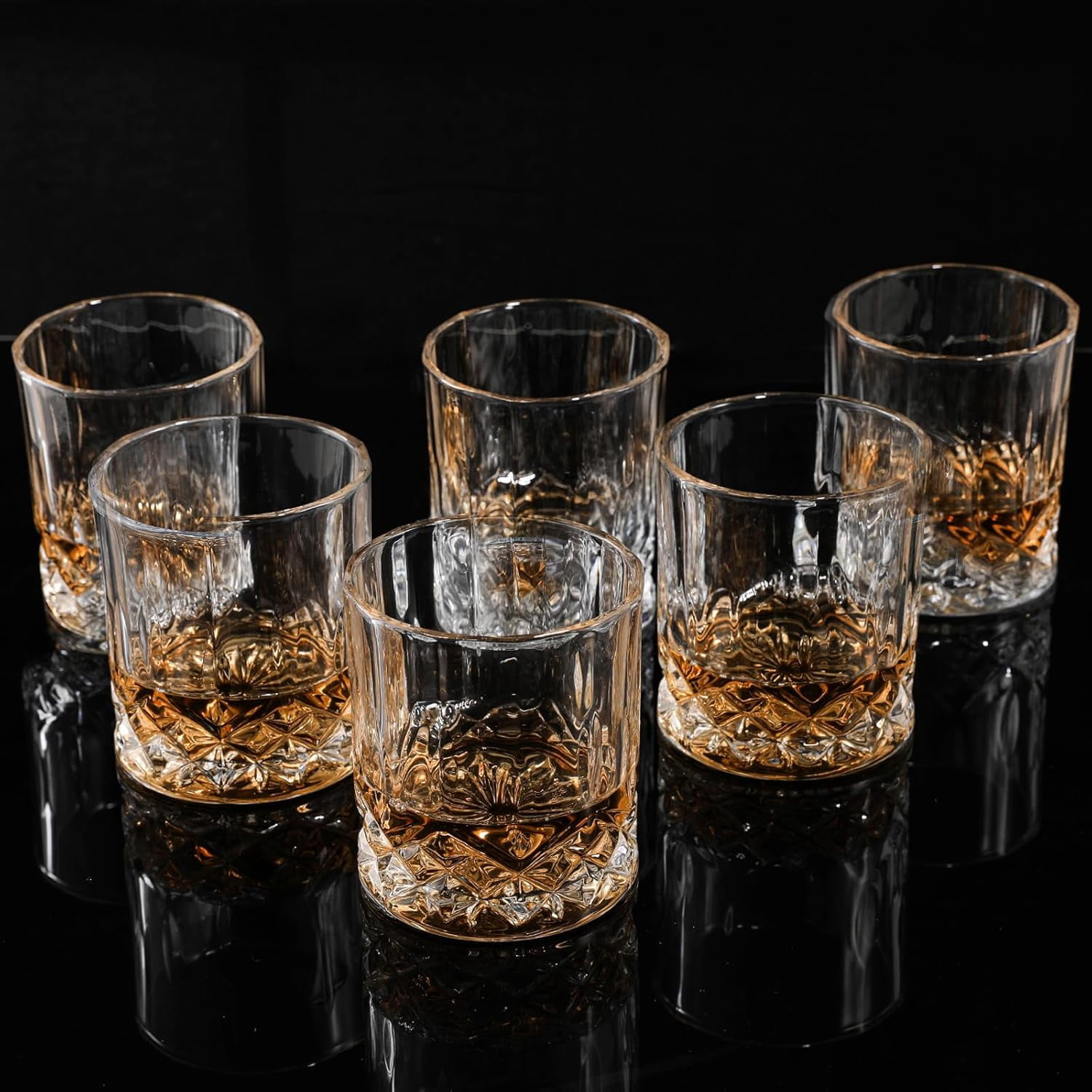 Crystal Whiskey Glasses Set 11 oz, Old Fashioned Rocks Barware Lowball ...