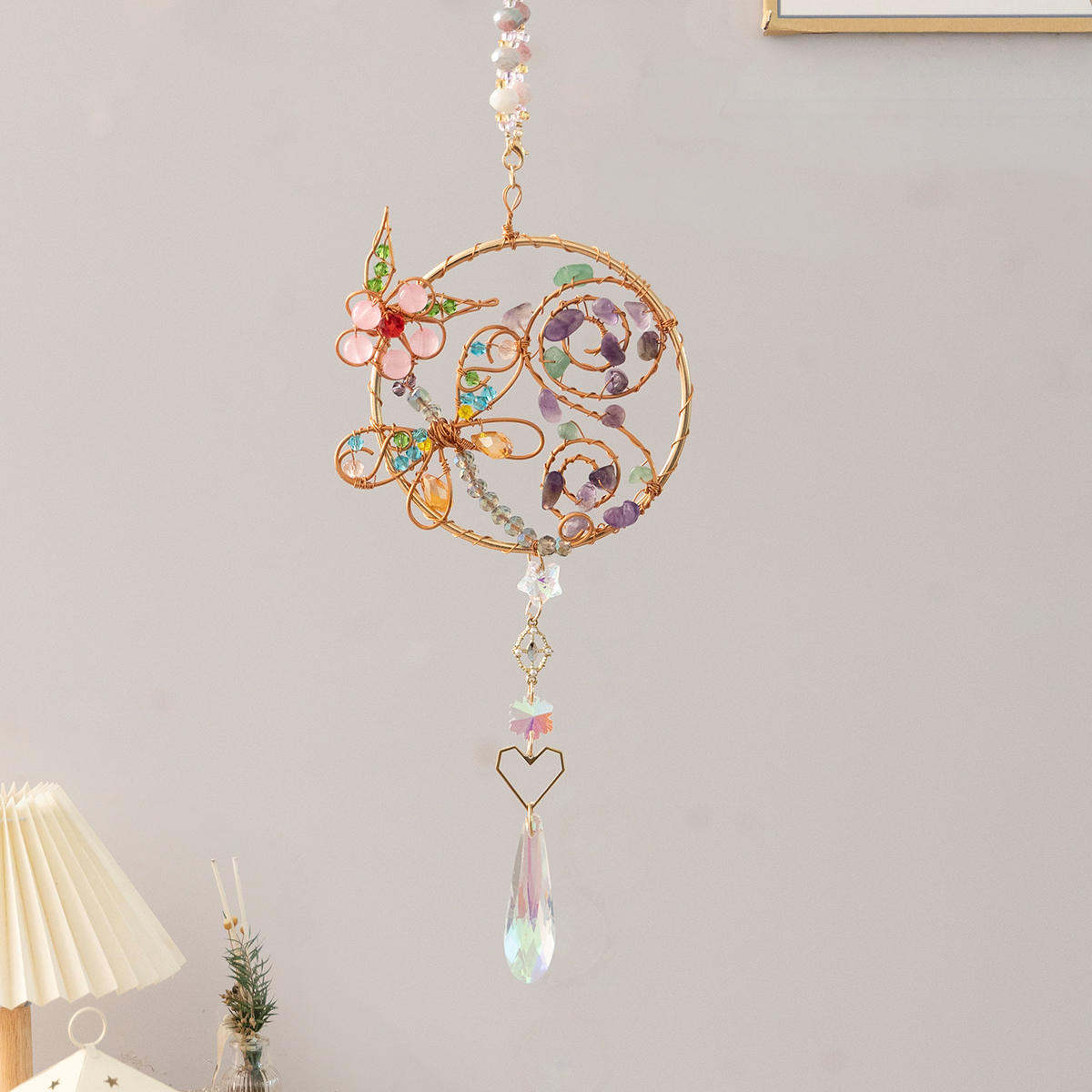 Crystal Wind Chime Suncatcher Bedroom Balcony Patio Sun Moon Prism ...