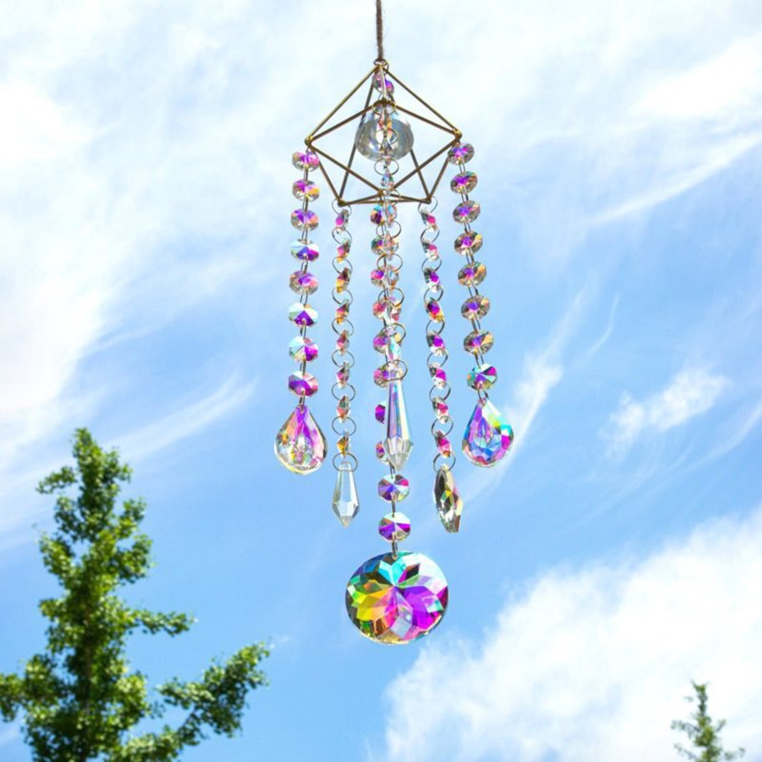 Crystal Wind Chime Suncatcher Hanging Pendant Prism Light Catcher ...