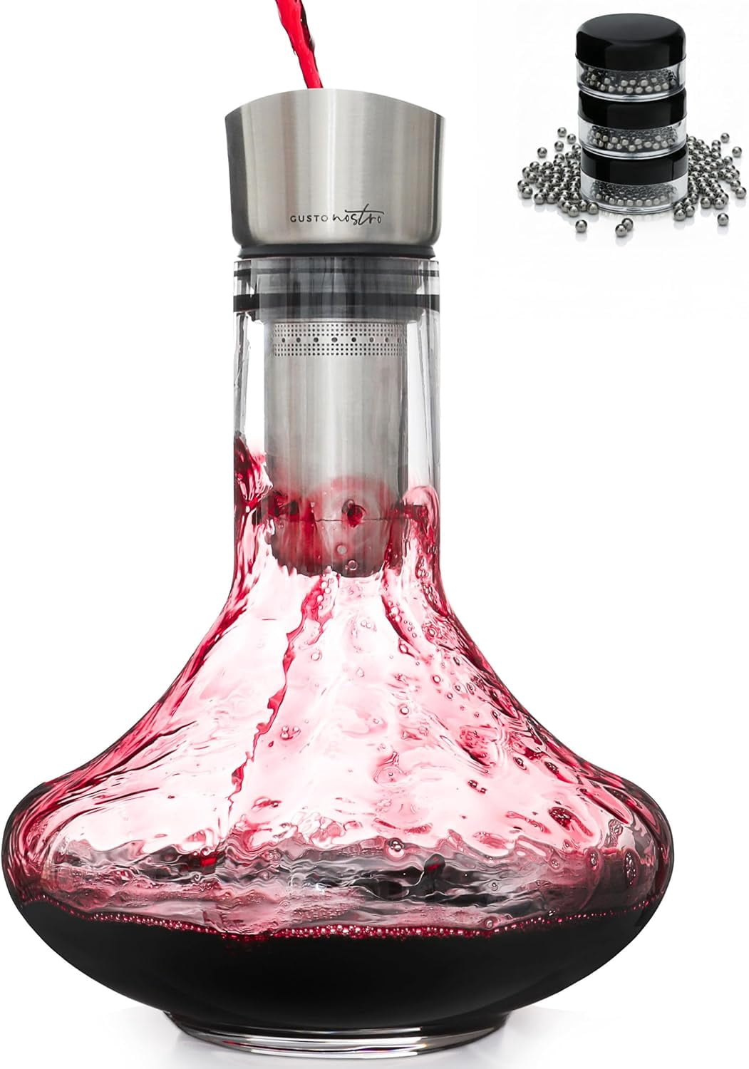 Crystal Wine Decanter with Aerator Pourer - Premium Hand-blown Lead ...