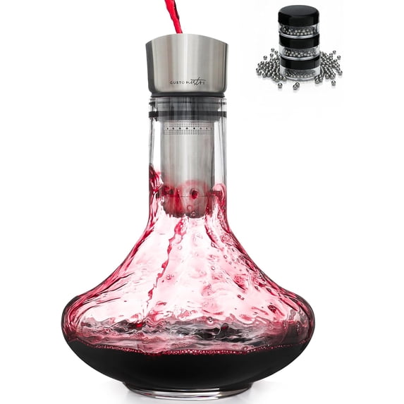 Crystal Wine Decanter with Aerator Pourer - Premium Hand-blown Lead ...