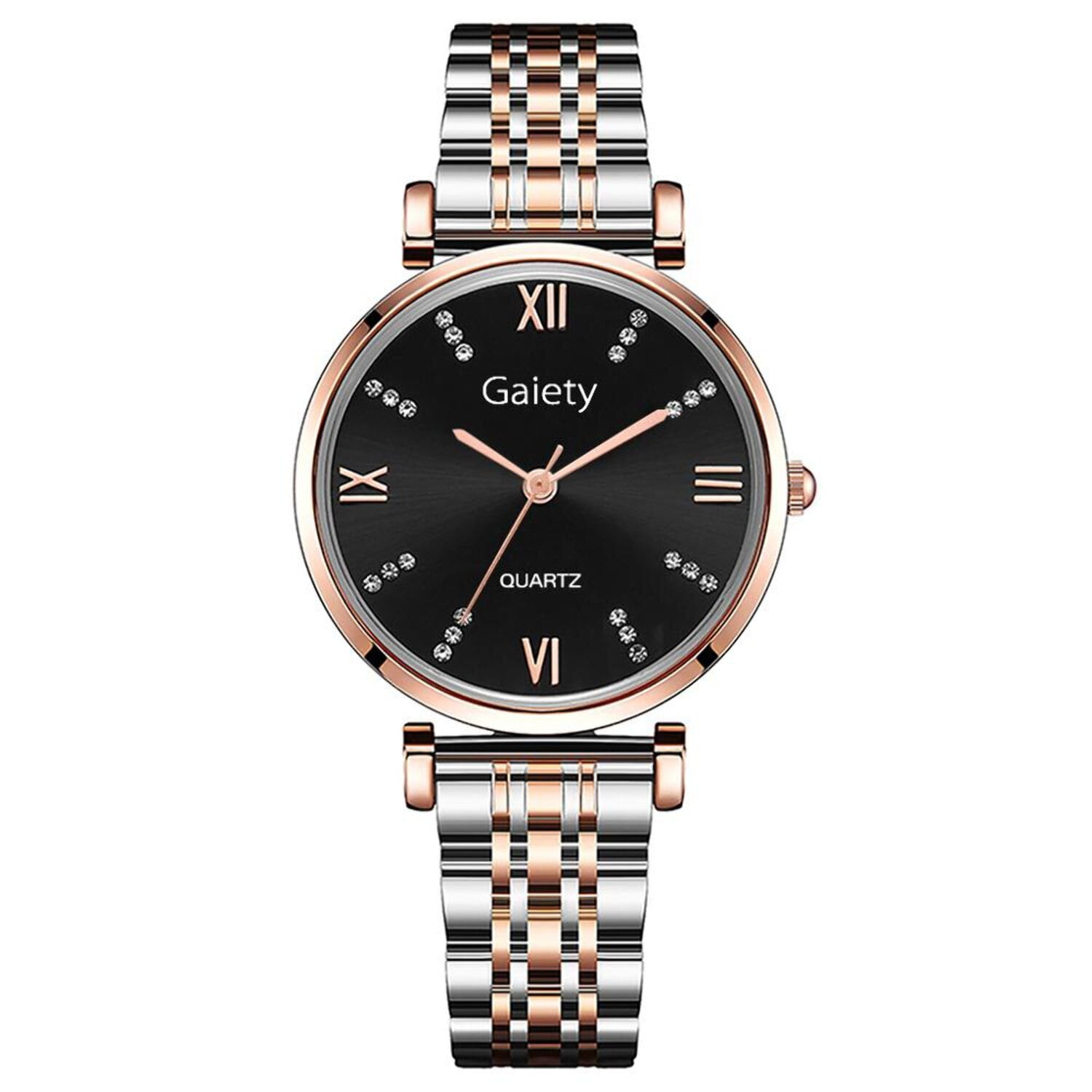 Crystal and Rose Gold Crystal Minimalist Roman Numeral Watch - Walmart.com