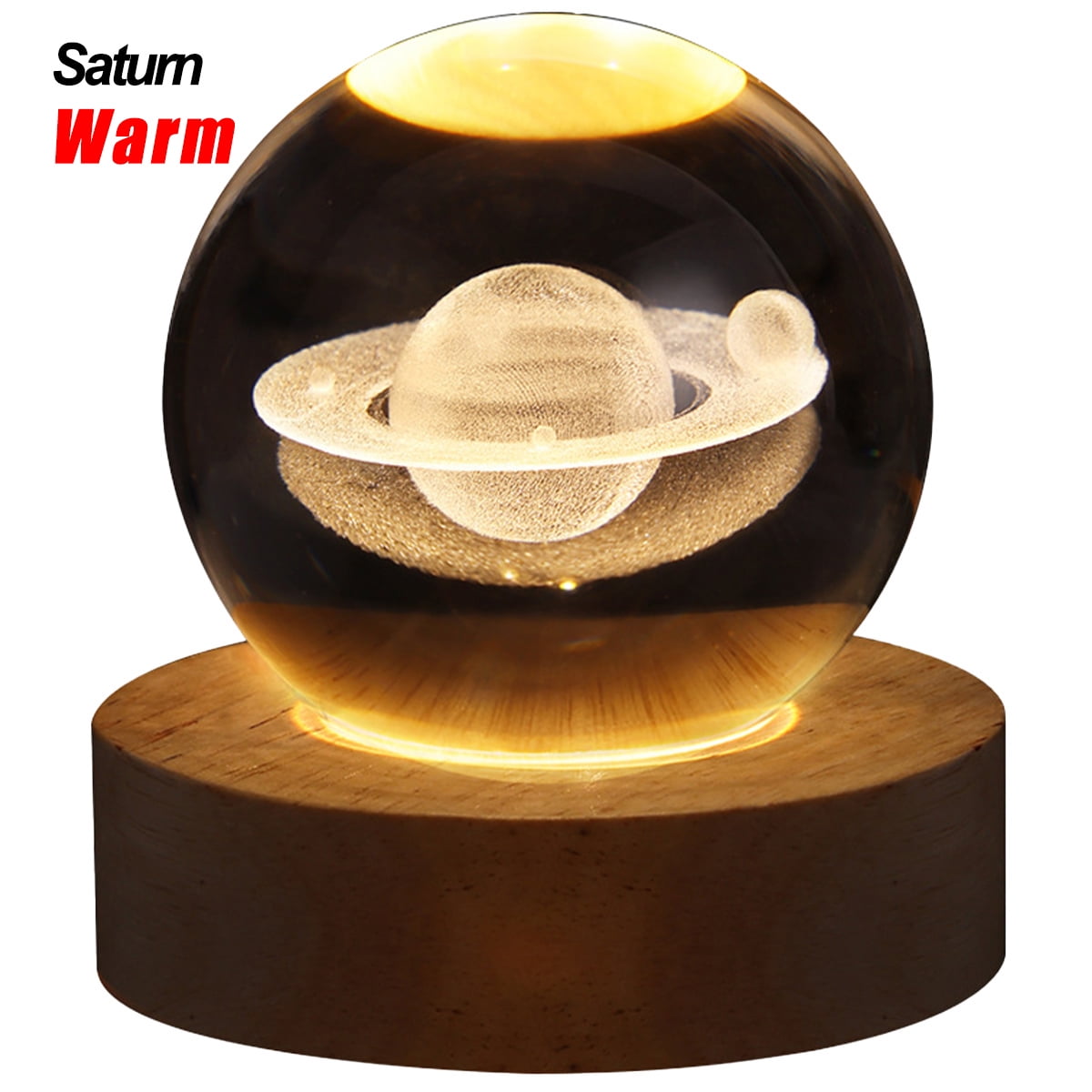 Crystal ball 6cm 3D Crystal Planet Night Light Laser Engraved Solar ...