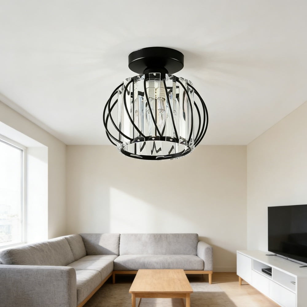 Crystal ceiling light, modern semi-recessed ceiling lighting fixture ...