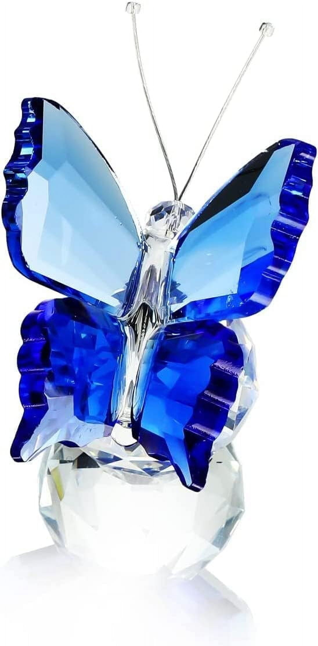 Crystal flying butterfly with crystal ball base statue collection cut ...
