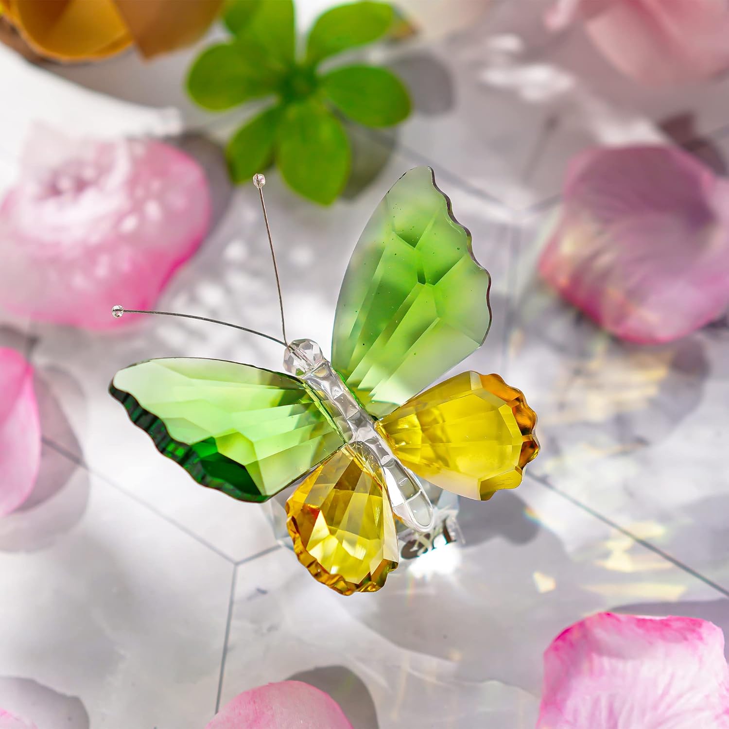 Crystal flying butterfly with crystal ball base statue collection cut ...