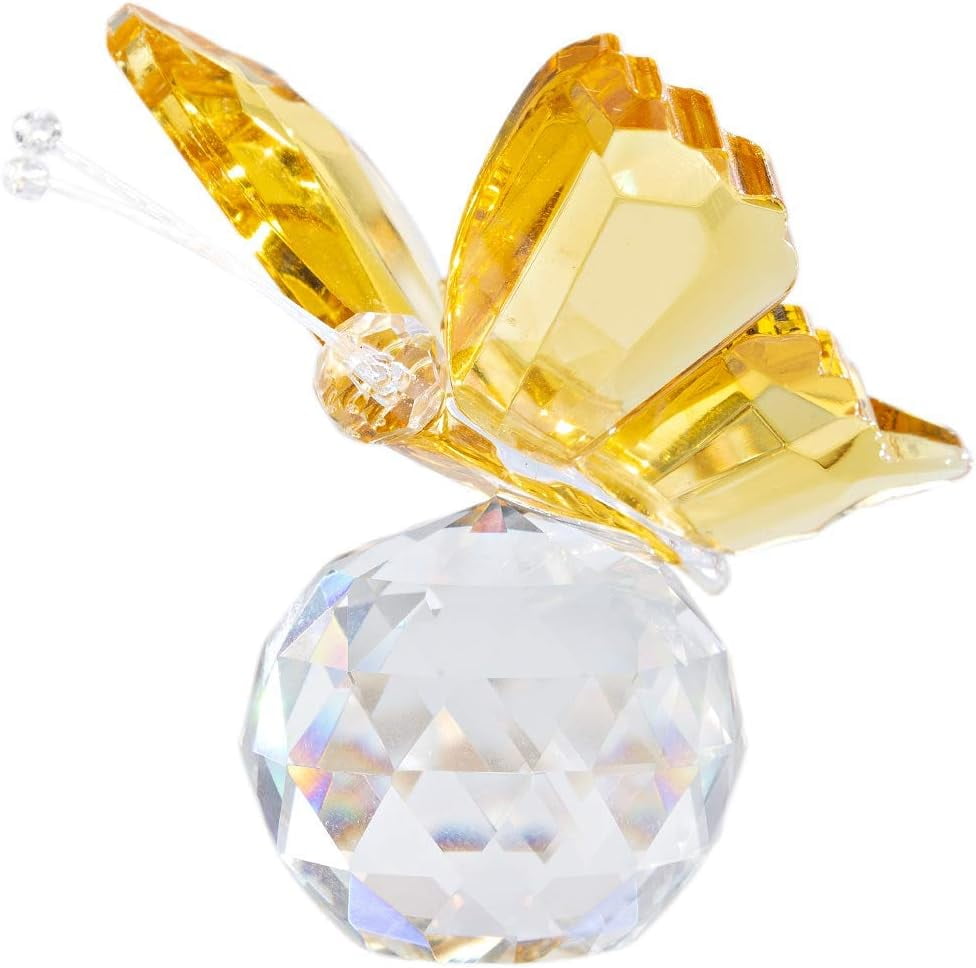 Crystal flying butterfly with crystal ball base statue collection cut ...