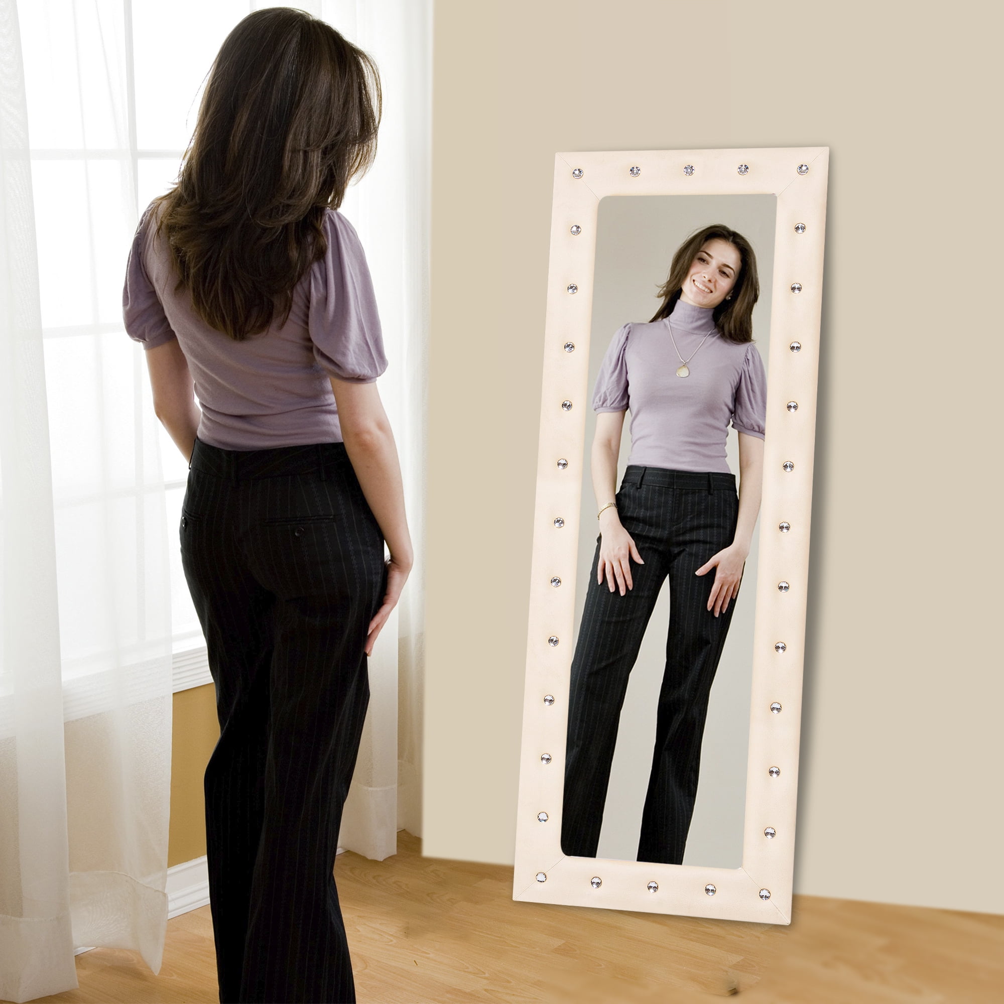 Crystal tufted Full length Mirror, Floor Mirror, Full Body Mirror for ...