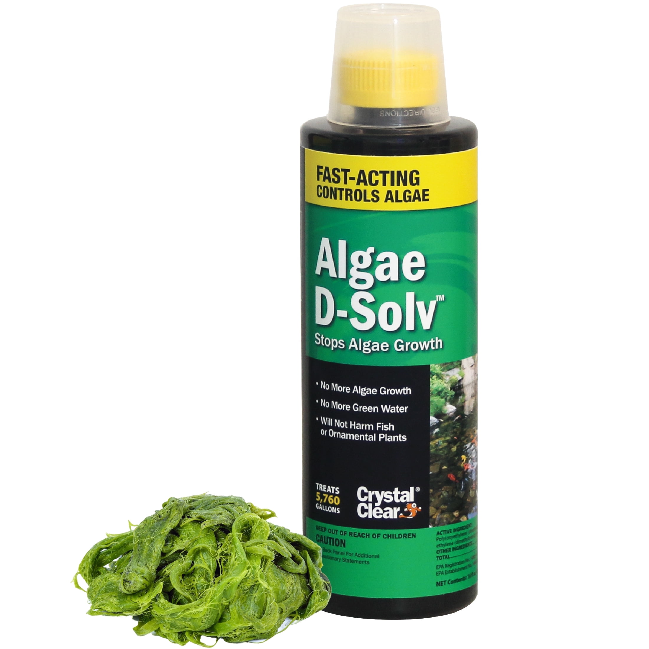 Crystal Clear Algae D-Solv, 16 Oz Liquid Algaecide, Pond Cleaner, EPA ...
