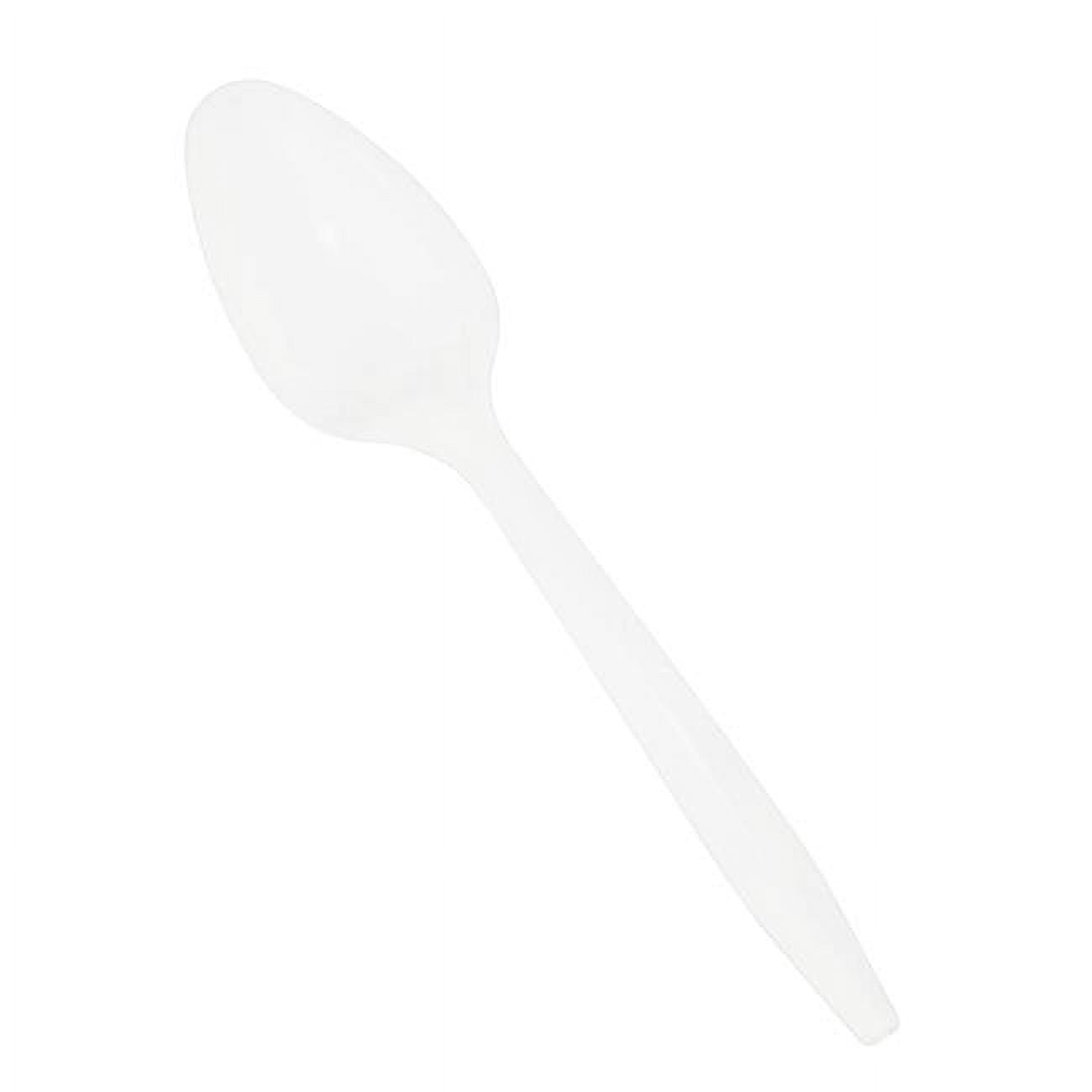 Crystalware Disposable Medium Weight PP Plastic Teaspoons, White (Pack ...