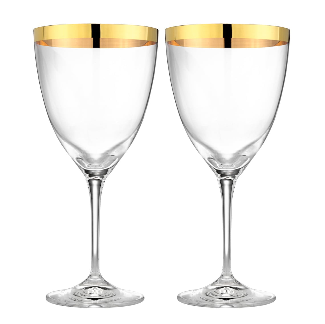 Crystalex 40796/400/20745 13 oz Kate Tchibo Wine Glasses, Gold Rim, Set ...