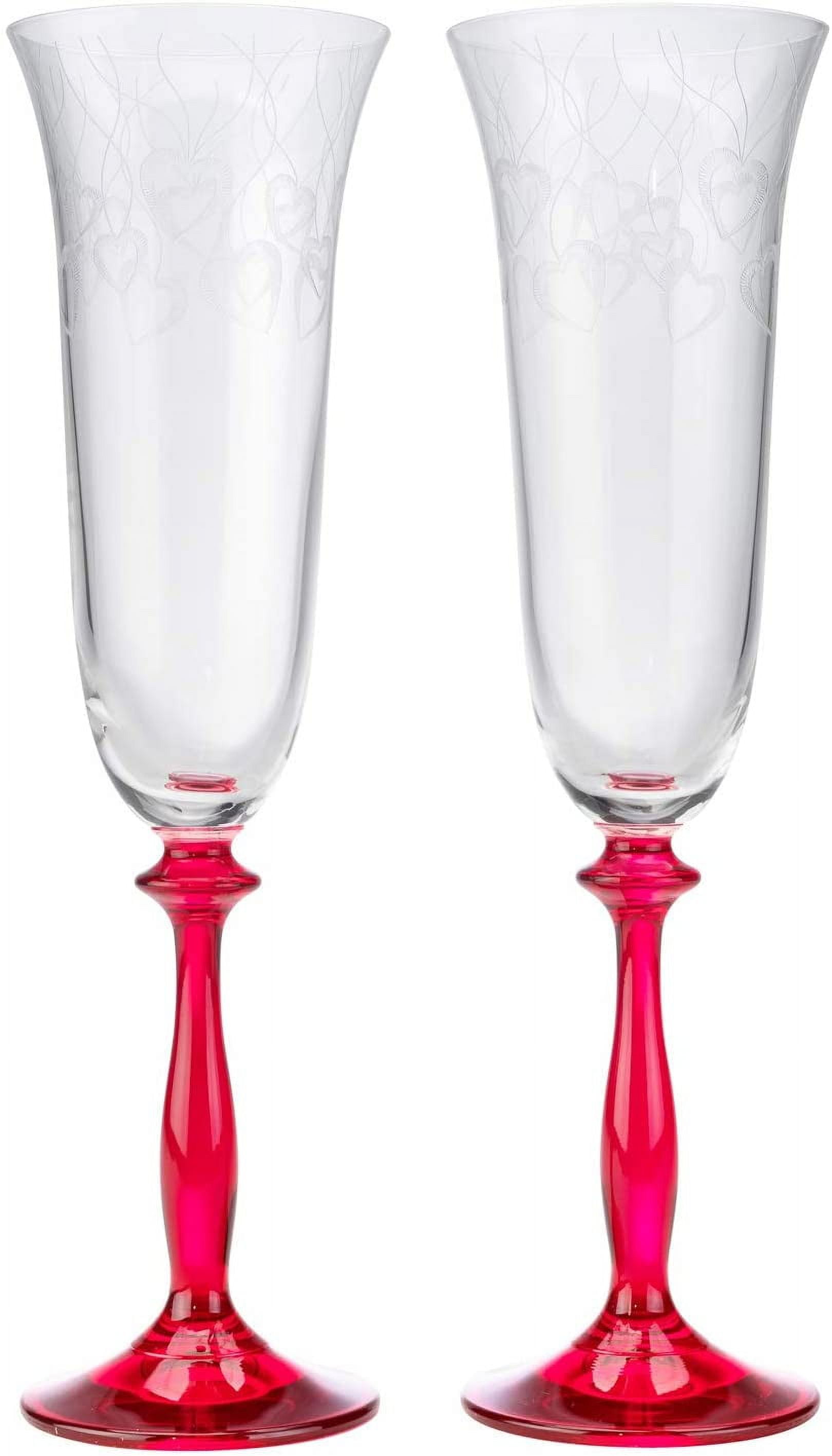 Crystalex LOVE 6-Ounces Crystal Champagne Glass Set with a Red Stem ...