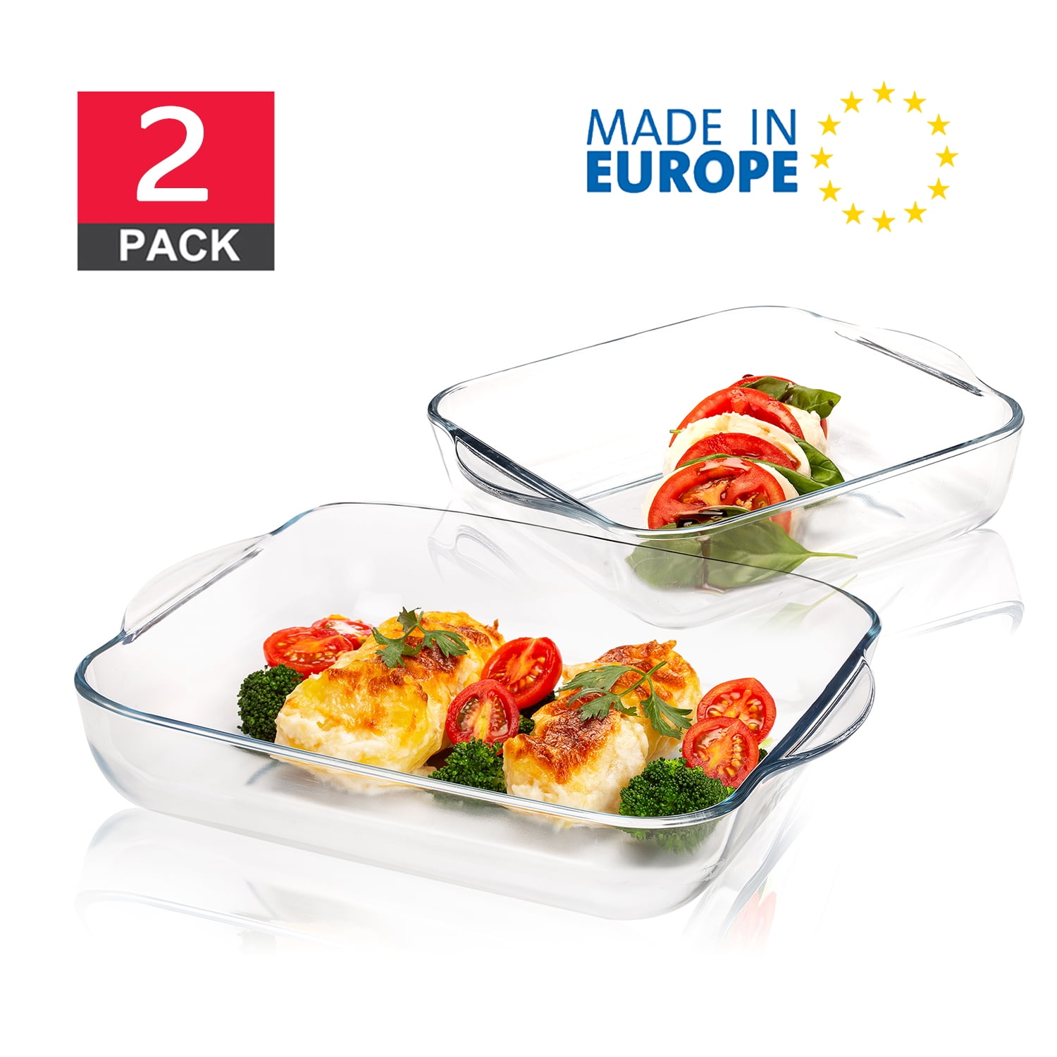 CRYSTALIA Glass Baking Dish for Oven, Casserole Dish, Square Baking ...