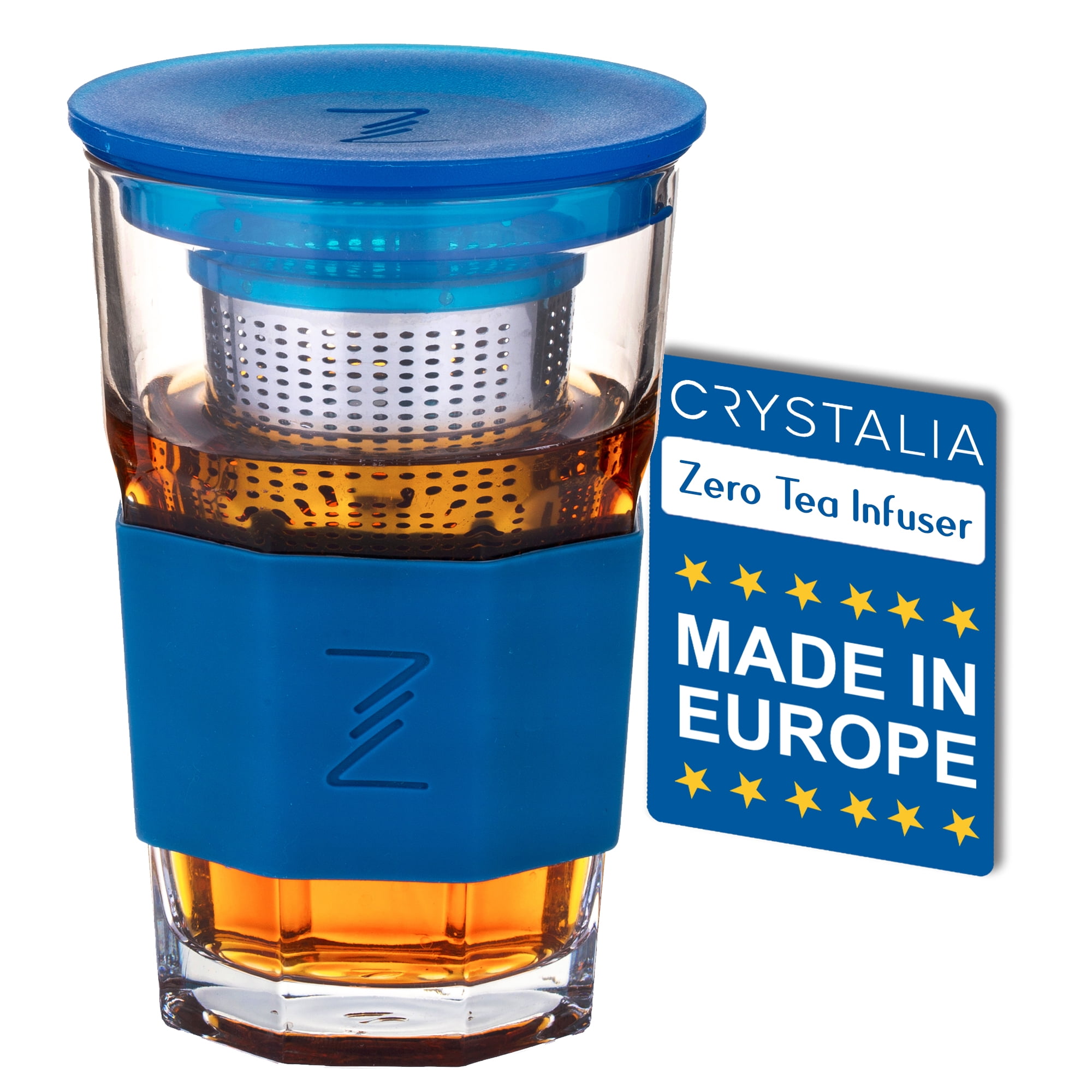 Crystalia Glass Tea Infuser Travel Tumbler with Lid, Stainless Steel ...