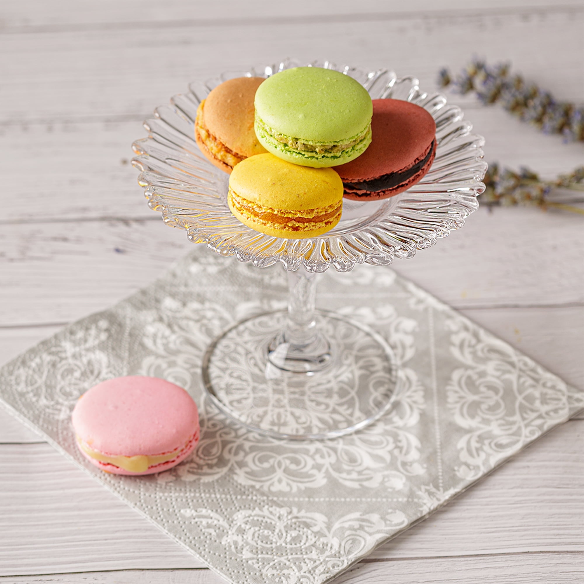 Crystalia Glass Mini Patisserie Service Platter, Small Footed Round ...