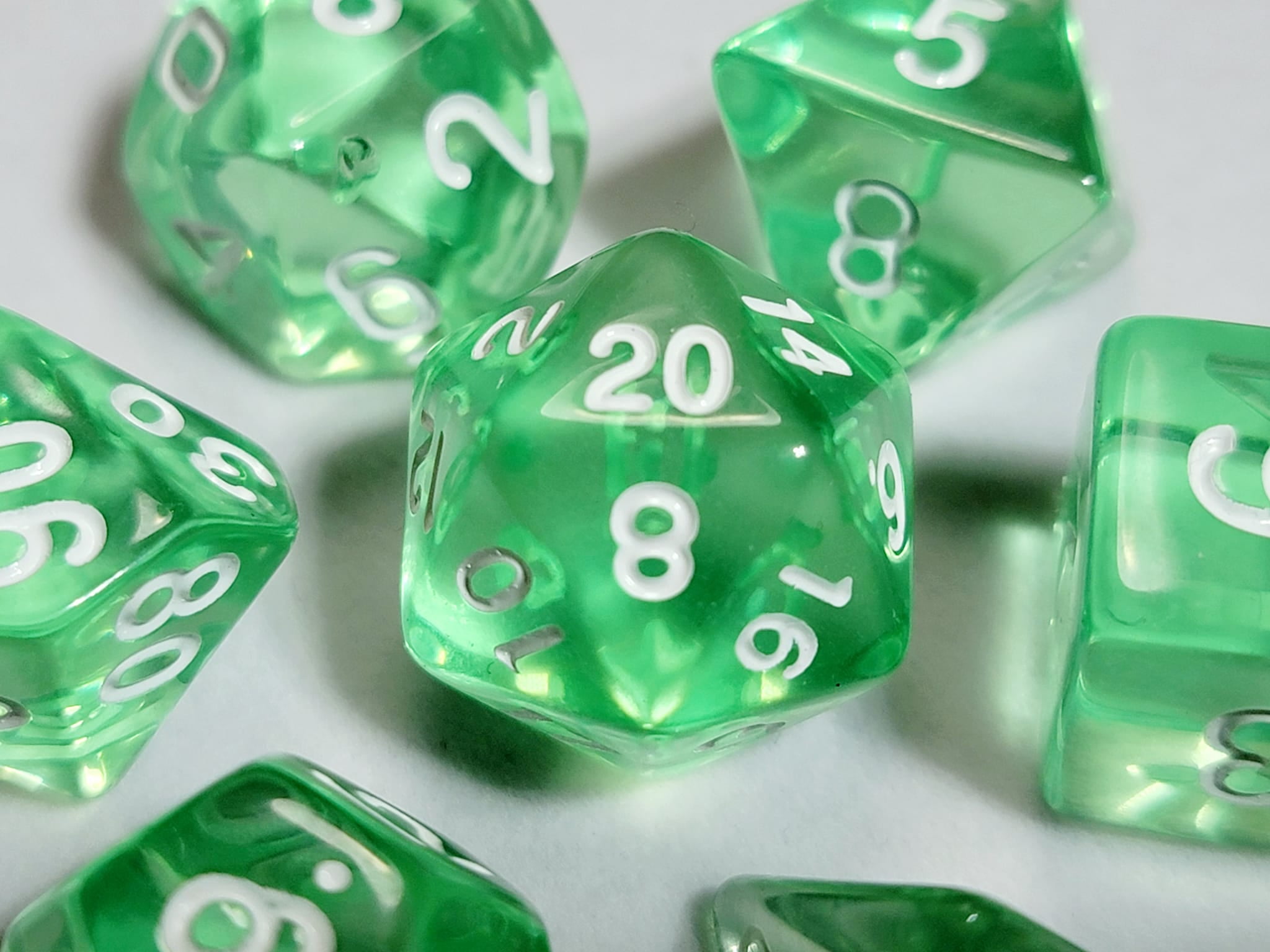 Crystalline Green DnD Dice Set | Dungeons and Dragons | 7 Dice RPG ...