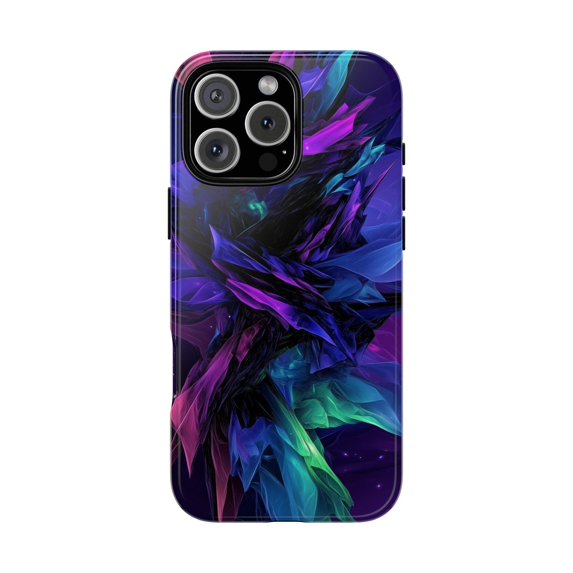 Crystalline Neon Blue Pink Abstract Glow Art Phone Case with iPhone 17 ...