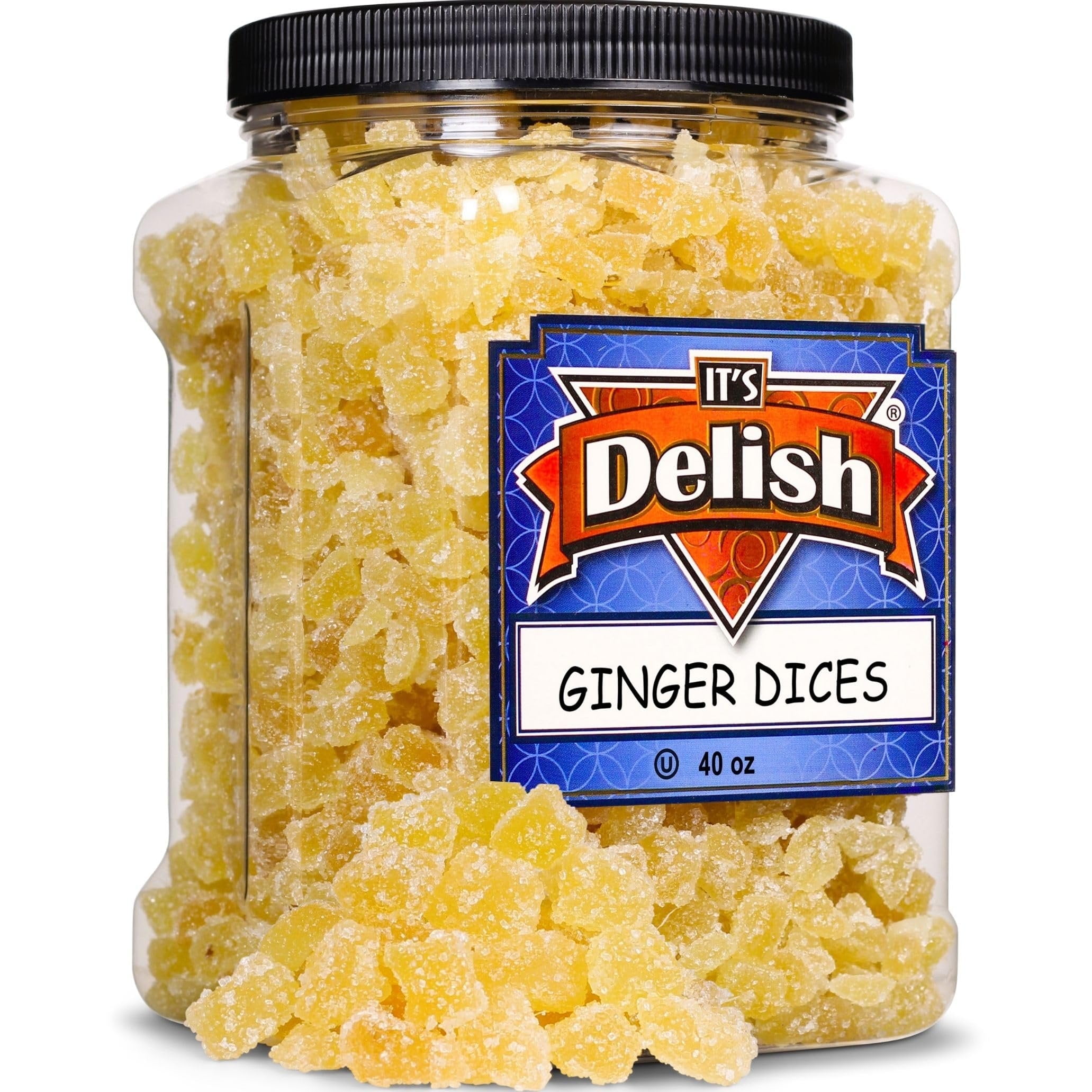 Crystallized Ginger Dices by It's Delish, 2.5 Lbs Jumbo Container Candied Dried Ginger Fruit ...