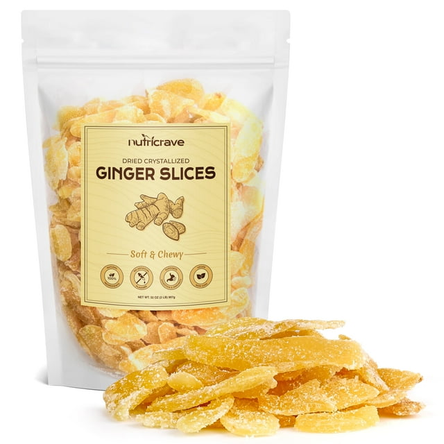 Crystallized Ginger Slices, 2 lb Bag – Vegan Candied Ginger Snack ...