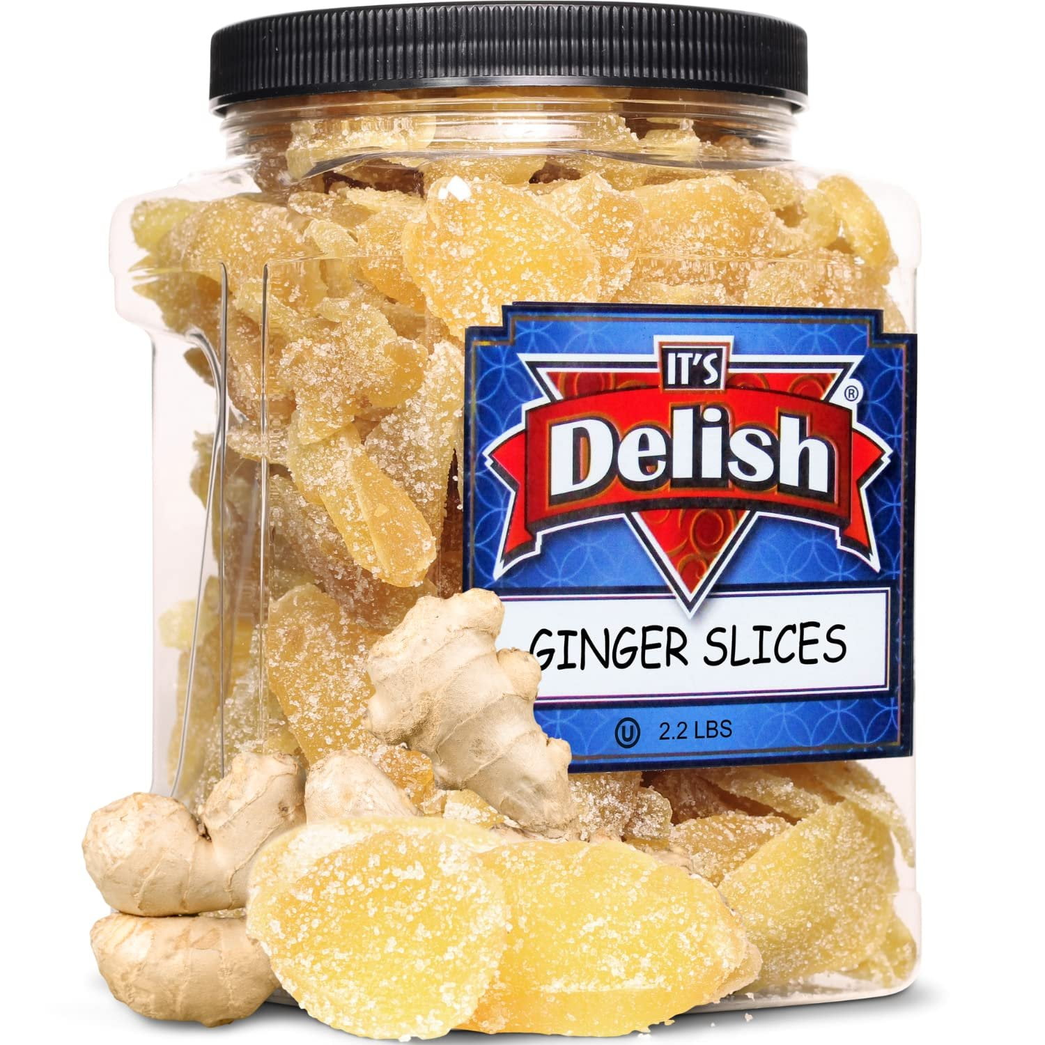 It's Delish Crystallized Ginger Slices, 2.2 Lb Jumbo Container, Vegan ...