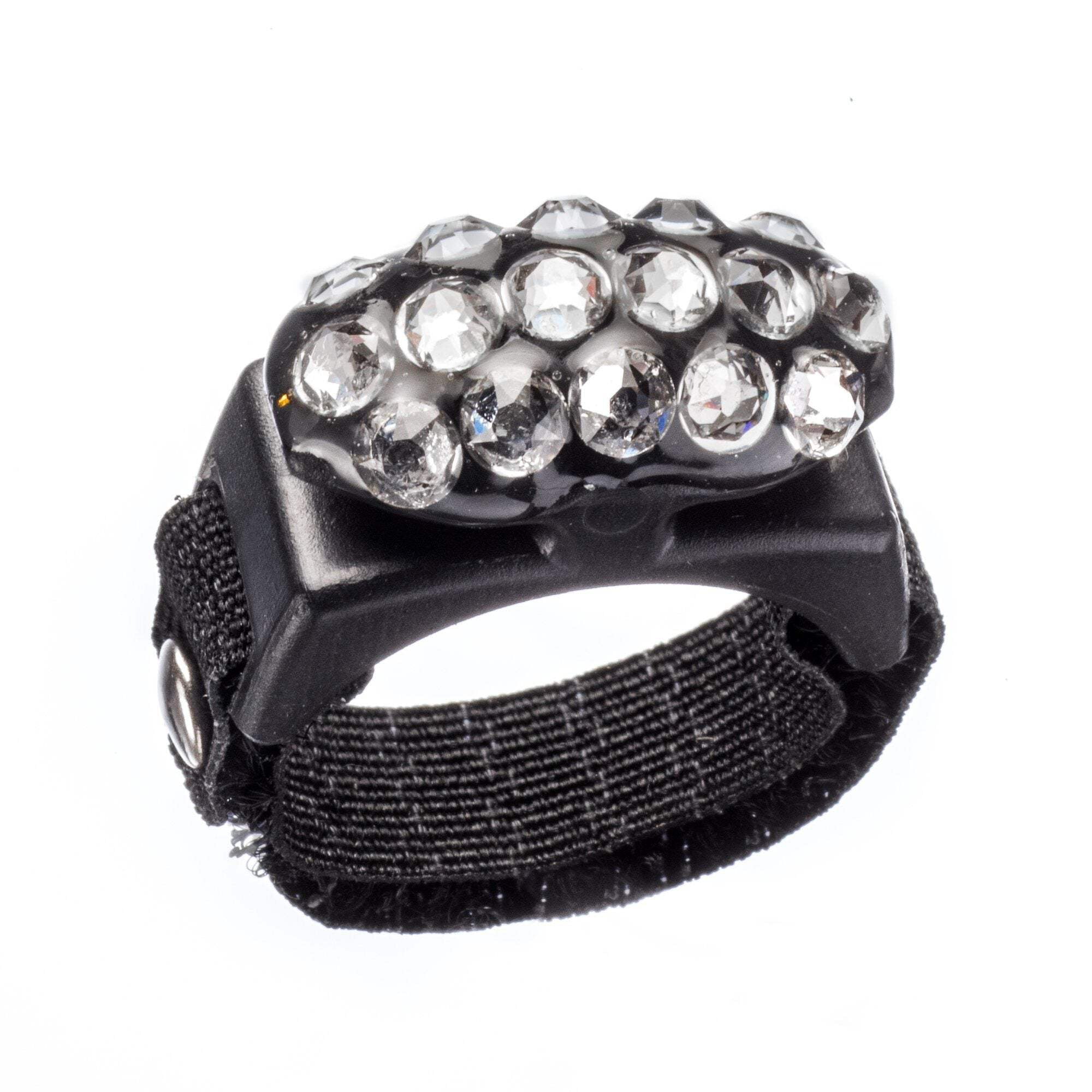 Crystallized Thread Cutterz Black Ring - Triple Row Clear Crystals ...