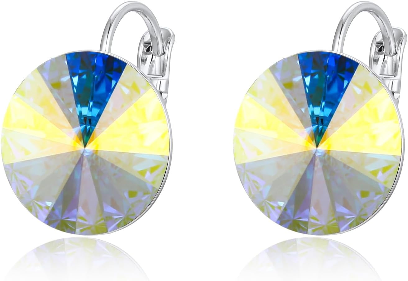 Crystals Bella Drop Earrings 18K White Gold/Yellow Gold Plated Round ...