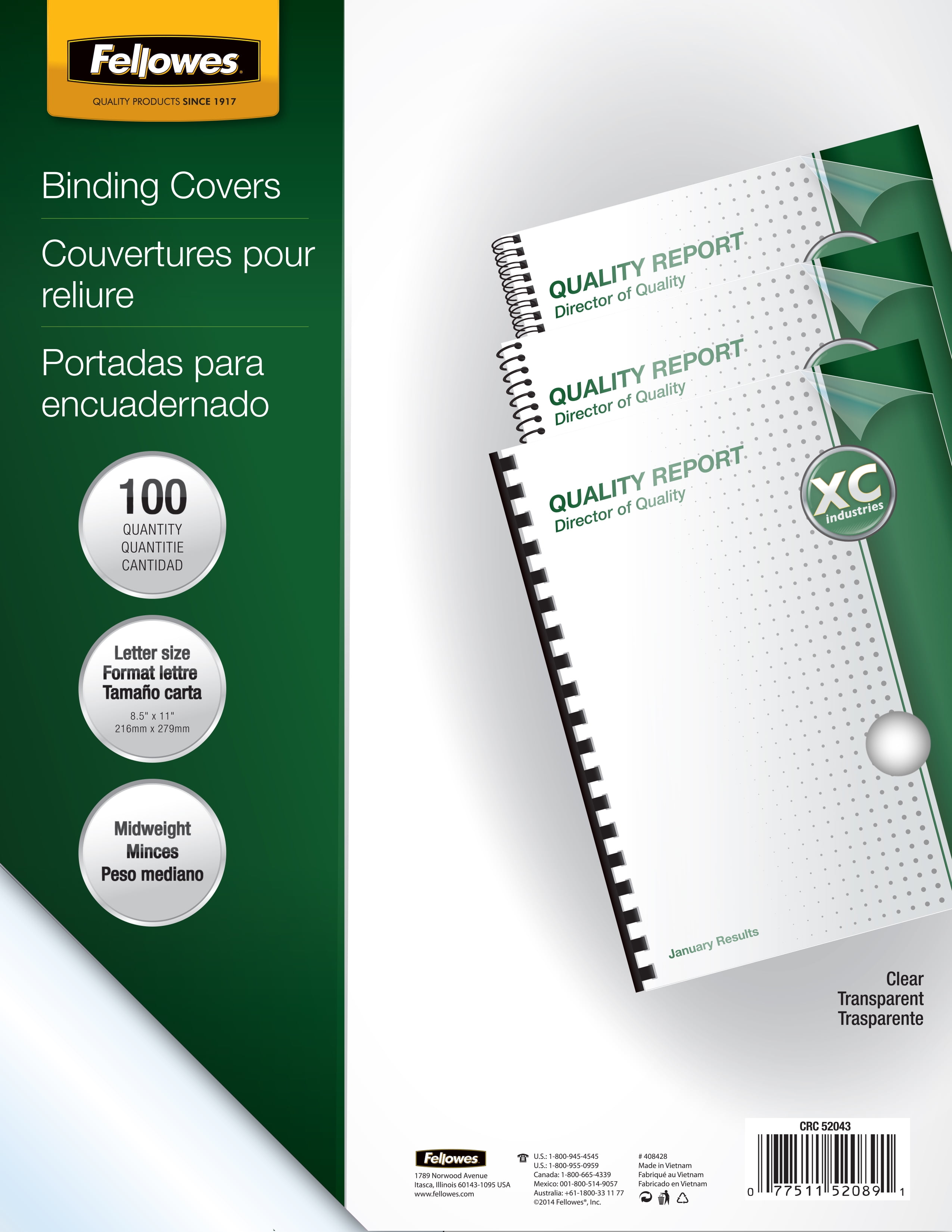Fellowes Presentation Binder - Crystals Clear PVC Binding Sheet Covers ...