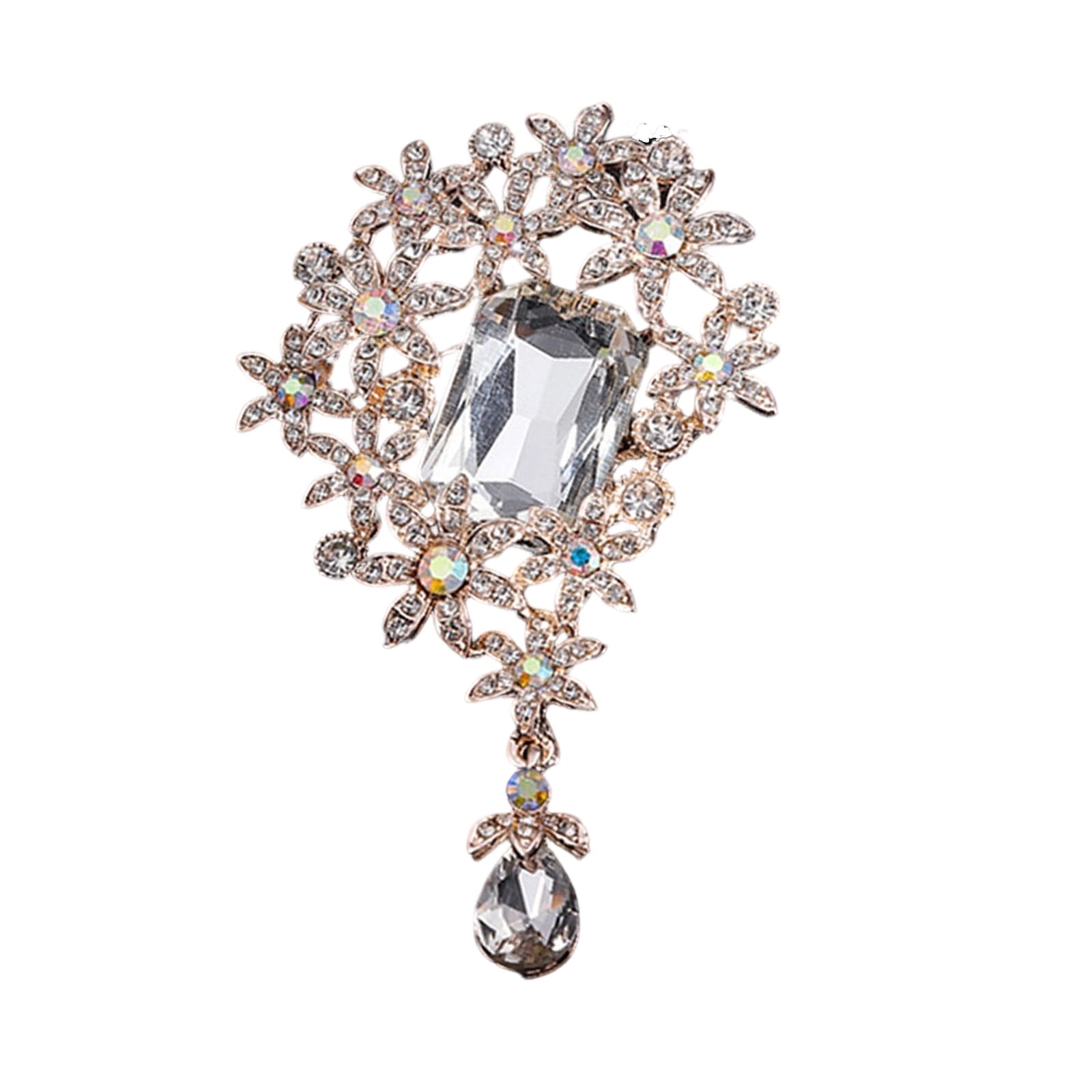Crystals Embellished Flower Brooch Versatile Women's Jewelry Handcraft ...