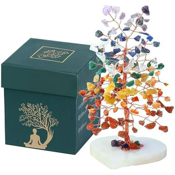 Crystals Heart Base Tree 7 Chakra Healing Stones Reiki Crystals Tree ...
