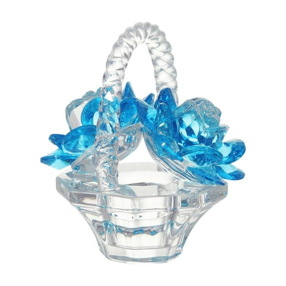 Crystals Rose Flower Basket Ornament Mini Glass Roses Figurine ...