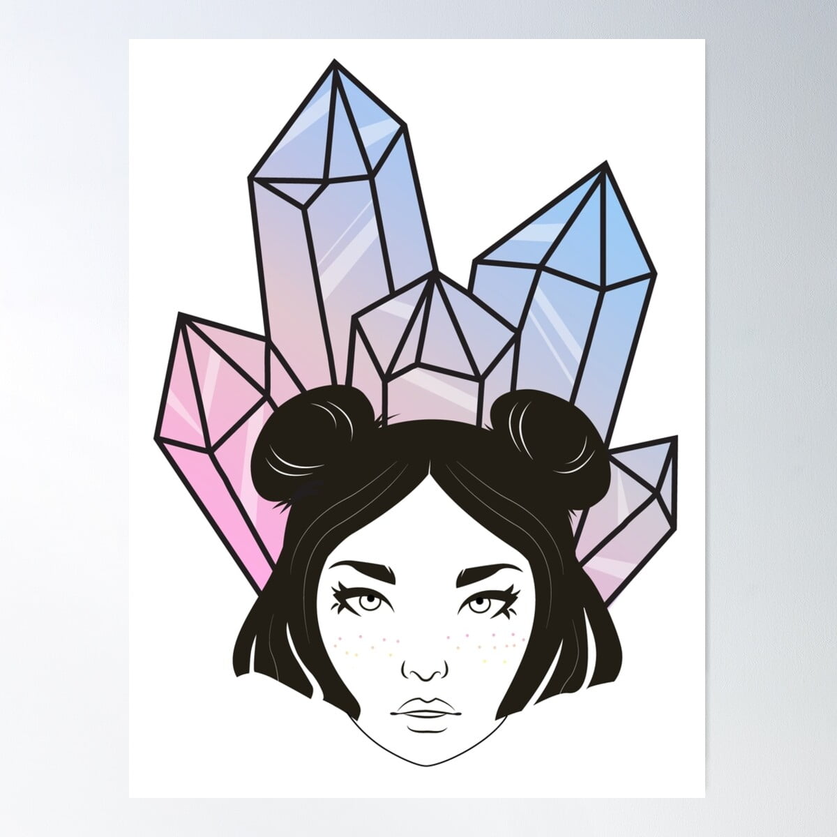 Crystals & Space Buns Poster Wall Art, Modern Wall Decor For Living Room Bedroom, 12x18 UNFRAMED ...
