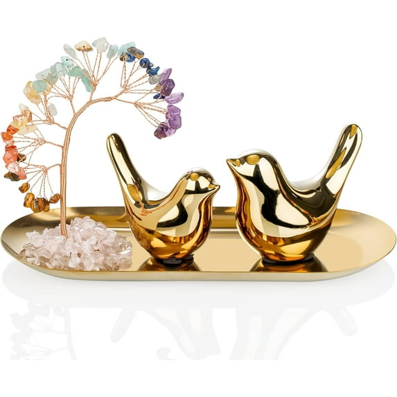 Crystals Tree,Small Birds Statue,7 Chakra Healing Crystals Stones Tree ...