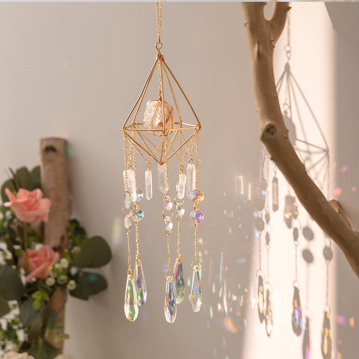 Crystals Wind Chimes Sun Catcher Prism for Indoor Home Garden Outdoor ...