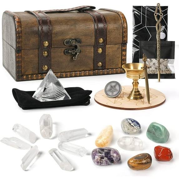 HEXER HAN Meditation Kit: Healing Crystals, 7 Chakra Stones, Tarot ...