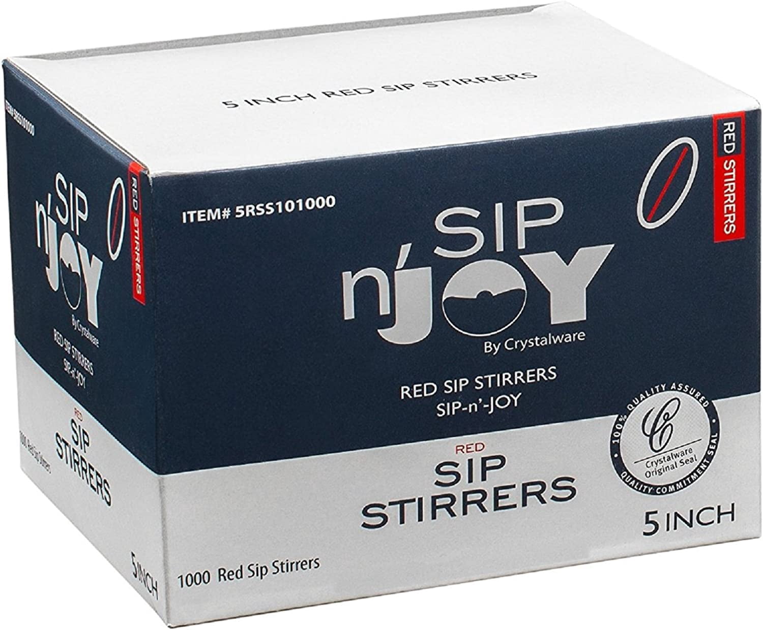 Crystalware Plastic Sip Stirrers 5 Inch 1000/box, Red (10 boxes of ...