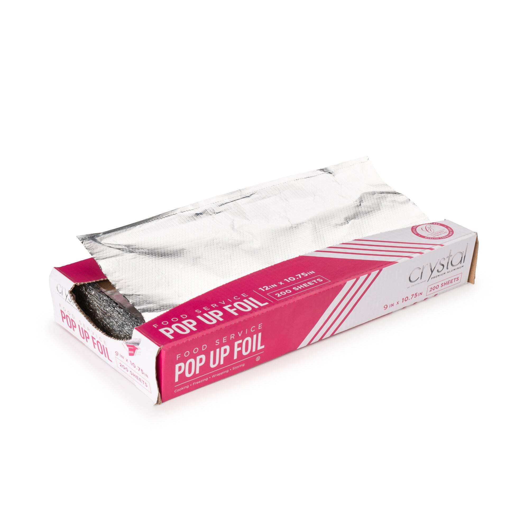 Crystalware Premium Aluminum Foil Pop Up Sheets, 9" x 10.75", 200 ...