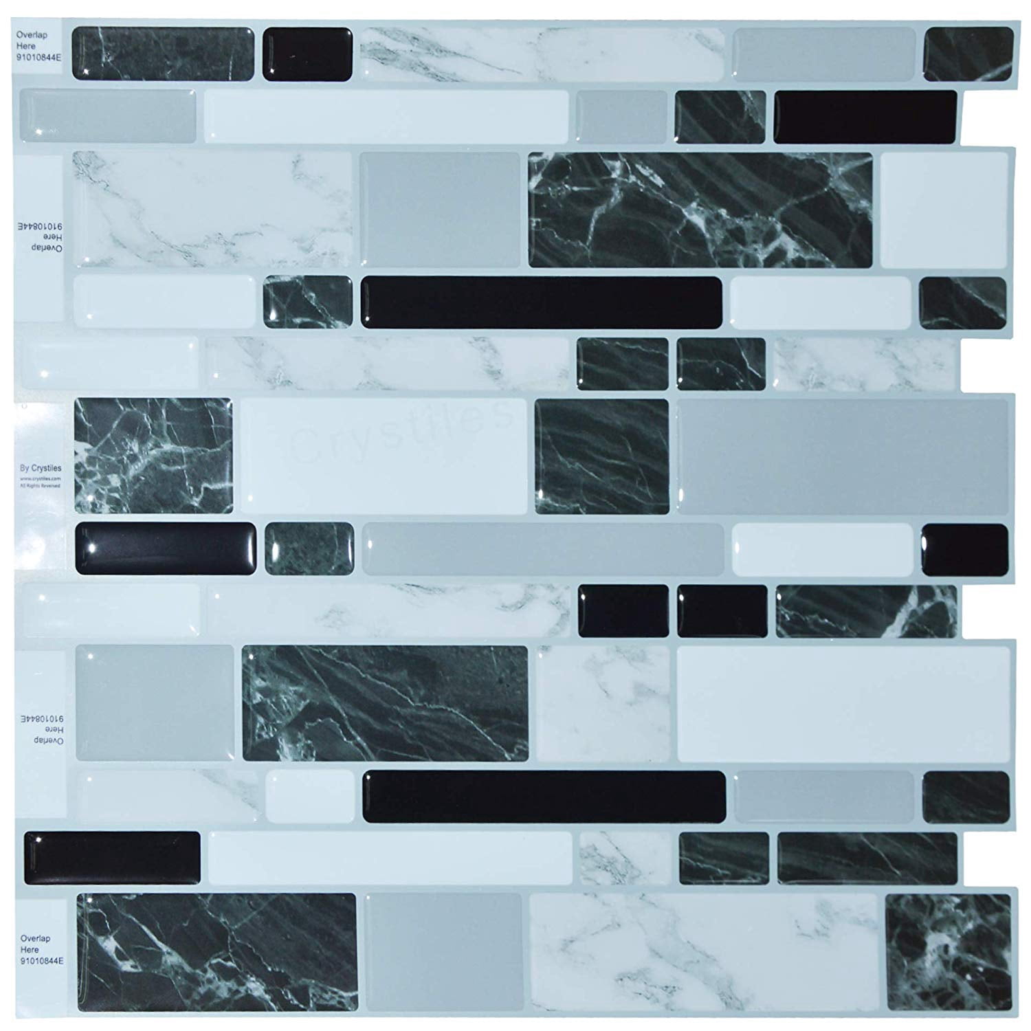 Crystiles® 10" X 10" Multi-Color Vinyl Peel and Stick Backsplash Tile ...