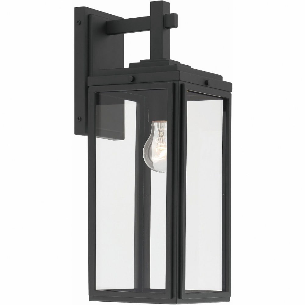 Crystorama Byron 1 Light Matte Black Outdoor Wall Mount - 6.5"W x 17"H ...