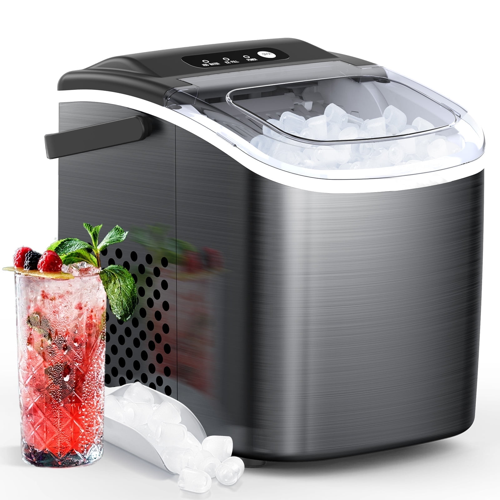 Crzoe Ice Maker Countertop, Stainless Steel Portable Ice Maker Machine ...