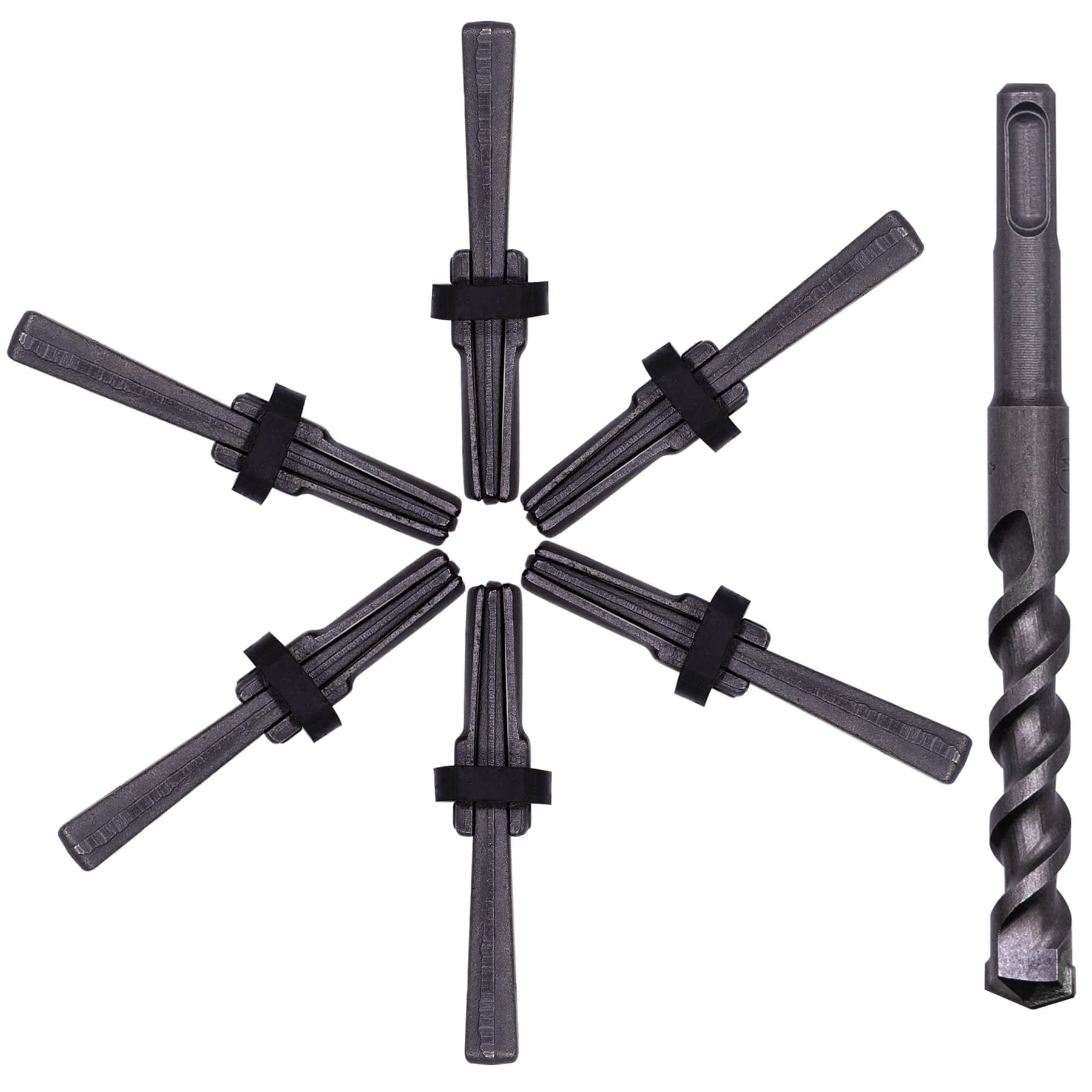 Csdtylh 6PCS Rock Splitting Wedges and 1PCS Rotary Hammer Drill Bit ...