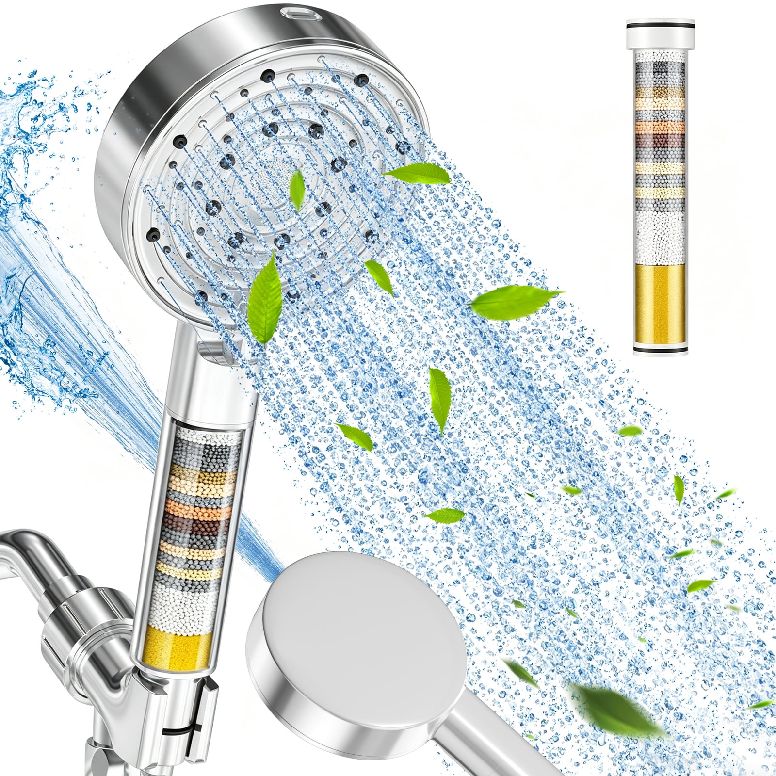 Cshidworld Filtered Shower Head with Handheld, High Pressure 10 Spray ...