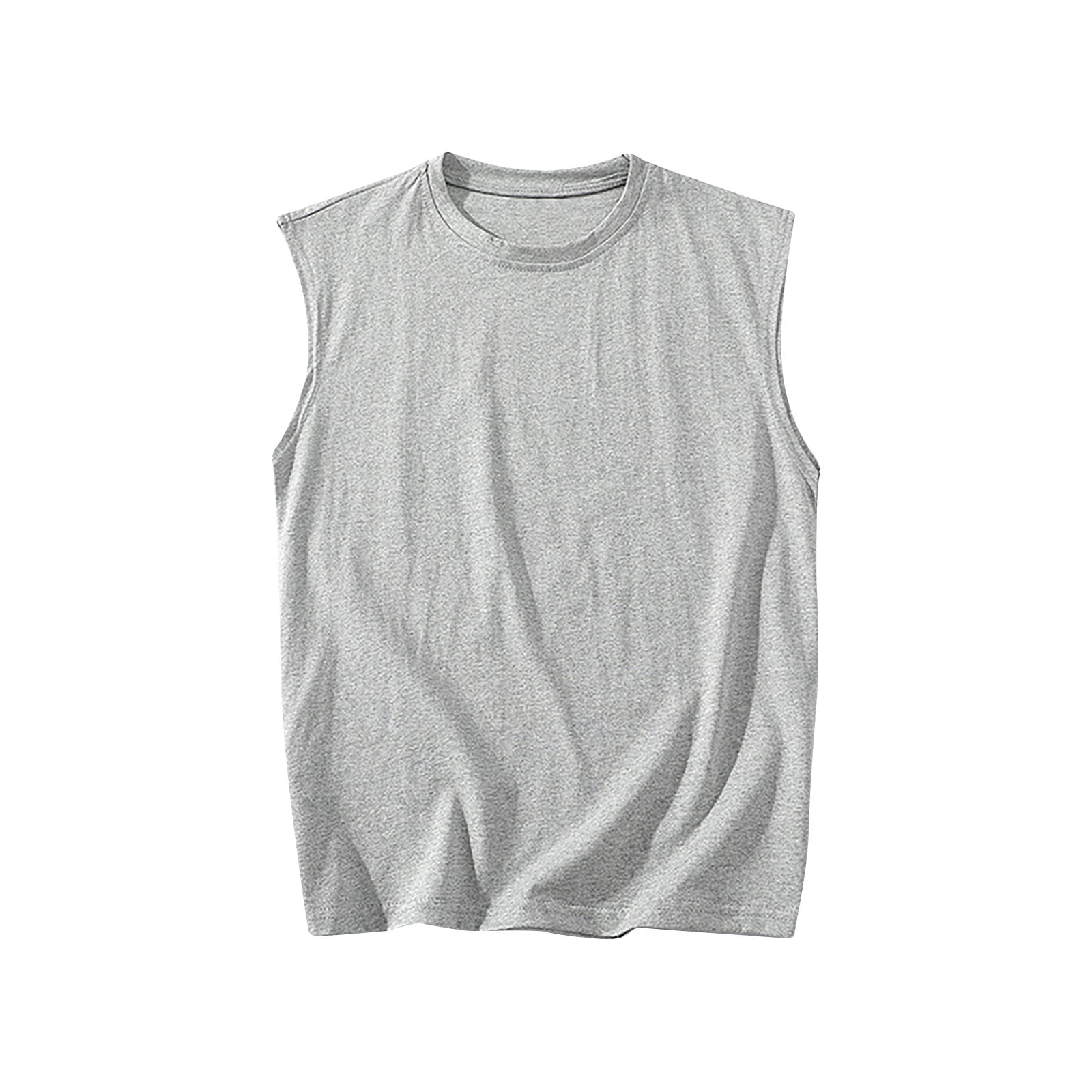 Csijrbb Mens Sleeveless Tank Tops Gray Muscle Gym Workout T-Shirts ...