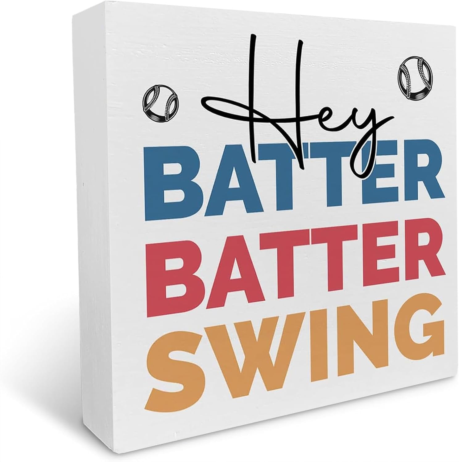 Cskhip Baseball Sports Theme Decorative Wooden Box Sign Hey Batter ...