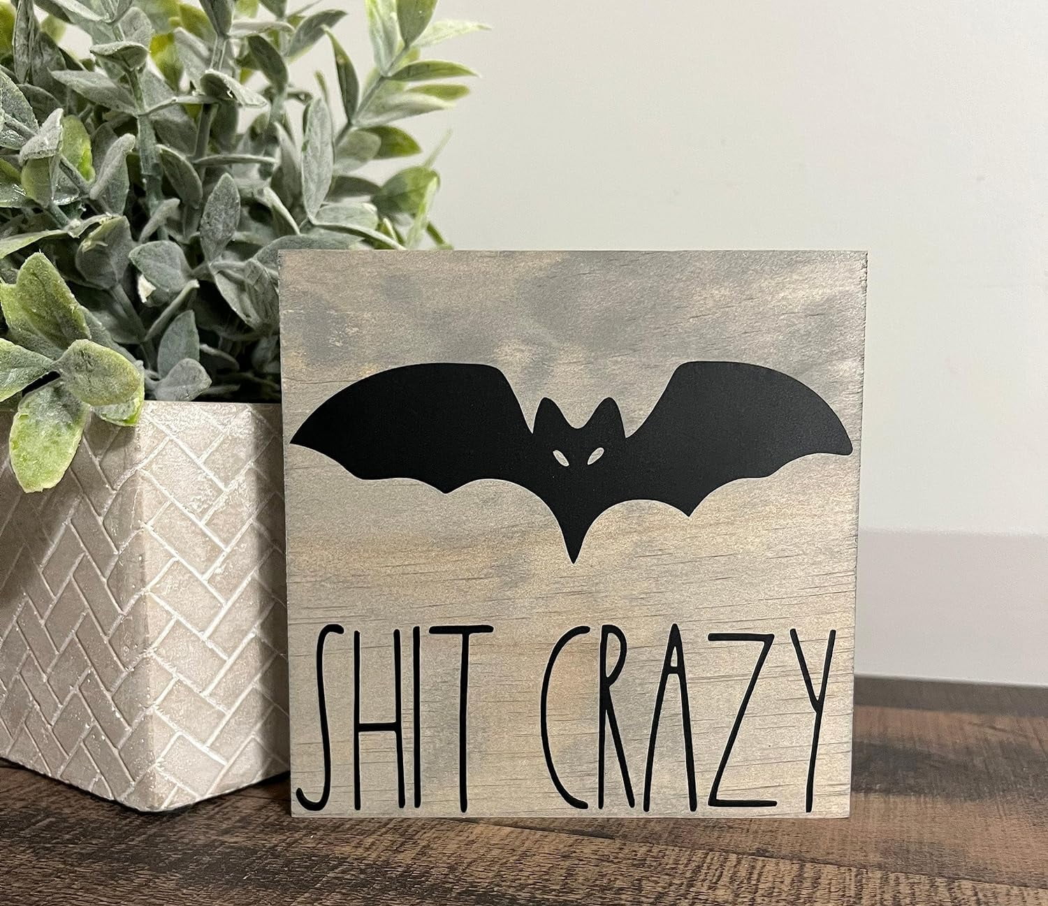 Cskhip Bat Poop Crazy Layered Tray Sign, Rustic Decor, Spooky Halloween ...