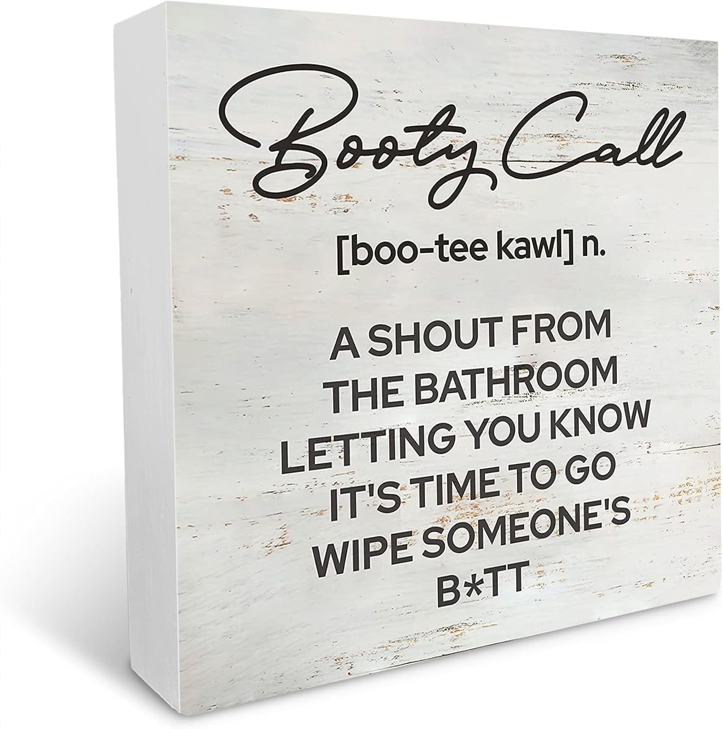 Cskhip Bathroom Sign Booty Call Definition Wood Box Sign Rusitc Wooden ...