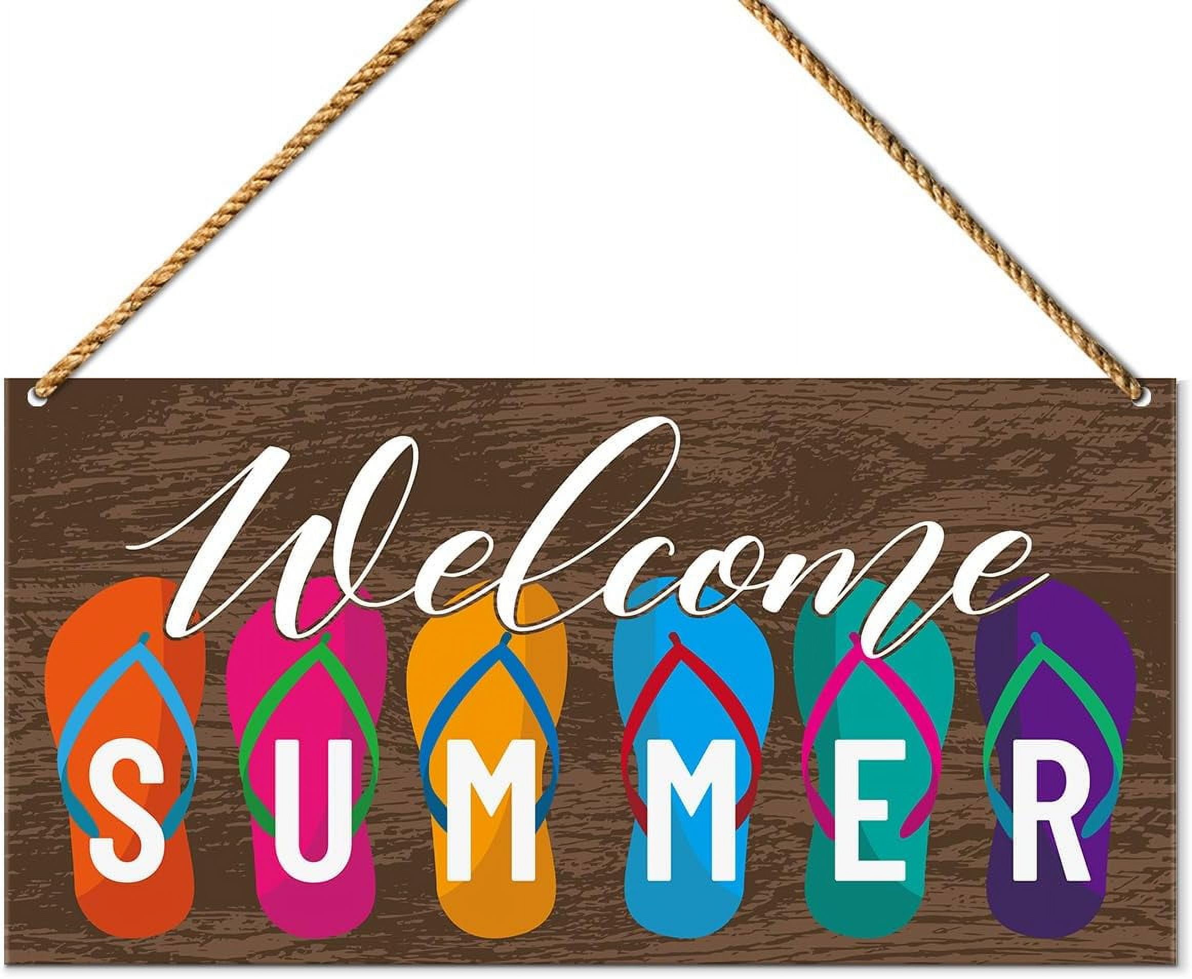 Cskhip Beach Wood Signs Beach Welcome Summer Wooden Hanging String Sign ...