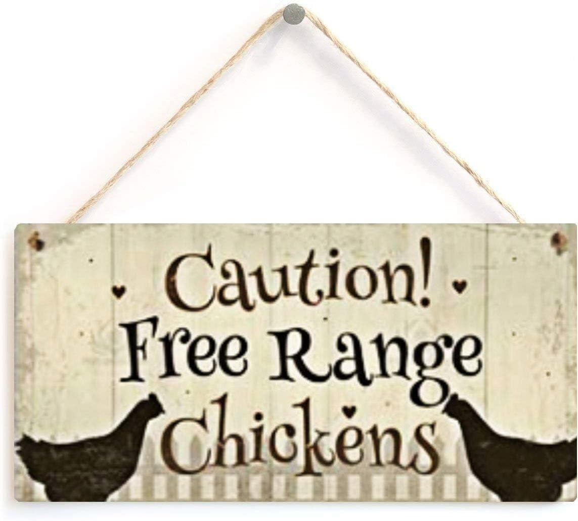 Cskhip Chicken Coop Wood Signs Caution Free Range Chickens Wooden ...