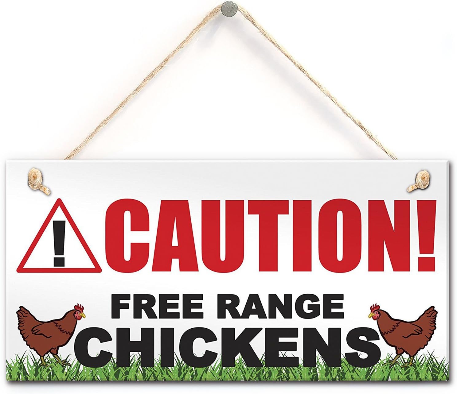 Cskhip Chicken Wood Signs Caution Free Range Chickens Wooden Hanging ...